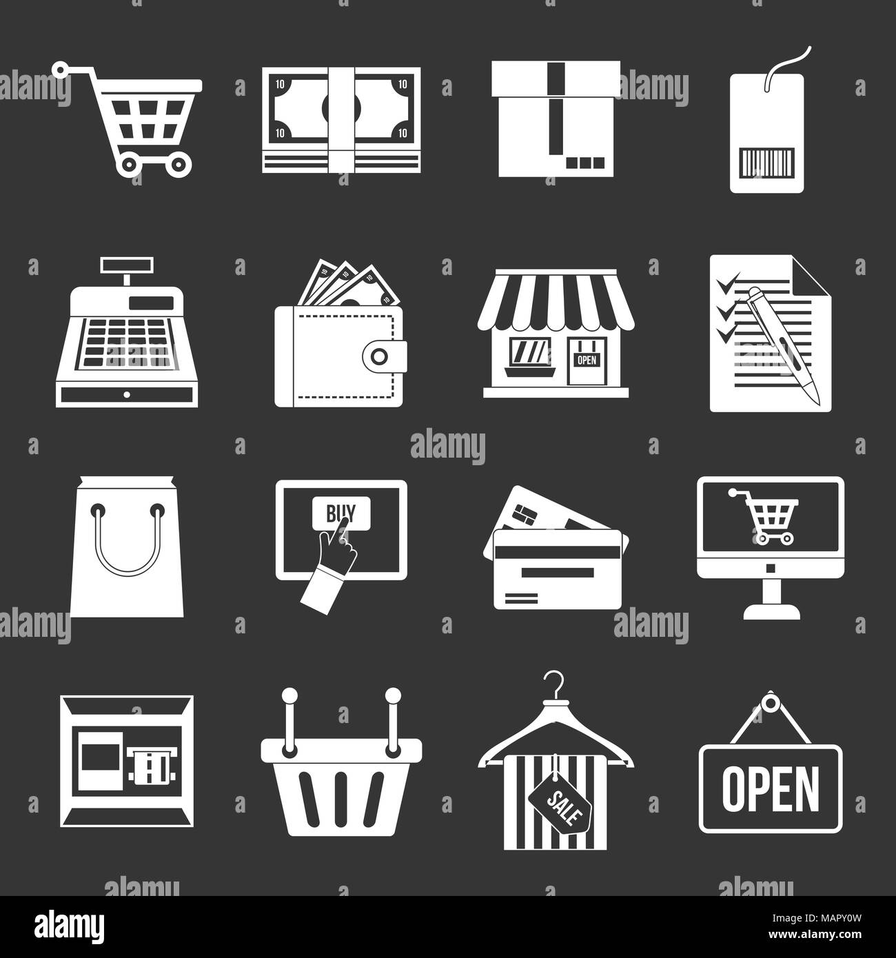 Shopping icons set grey vector Stock Vector Image & Art - Alamy