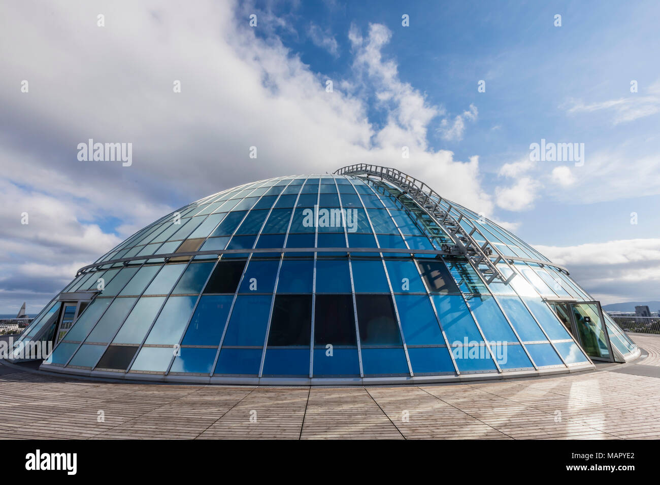Exterior view of The Perlan Museum, converted hot water tanks in ...