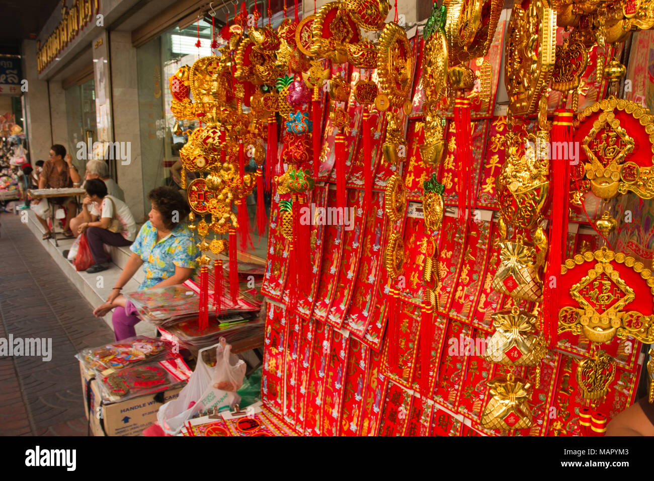 Chinese New Year lucky charms, China Town, Bangkok, Thailand, Southeast ...