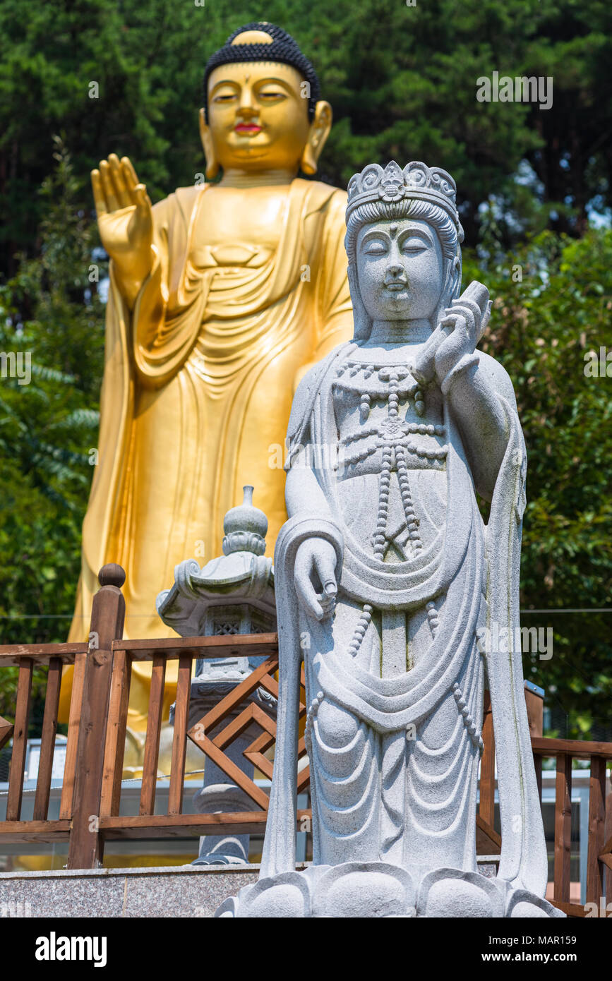 Statues at Buddhist temple in Busan, South Korea, Asia Stock Photo - Alamy