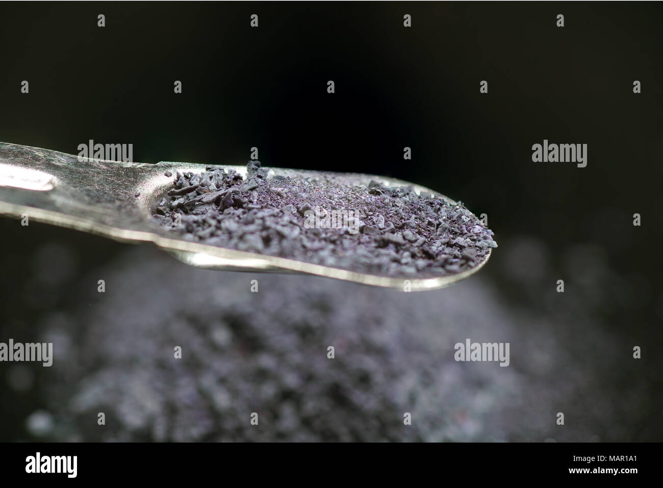 Chemical powder from the chemistry kit with macro lens photographed in ...