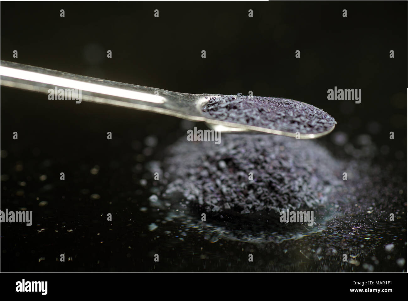 Chemical powder from the chemistry kit with macro lens photographed in ...