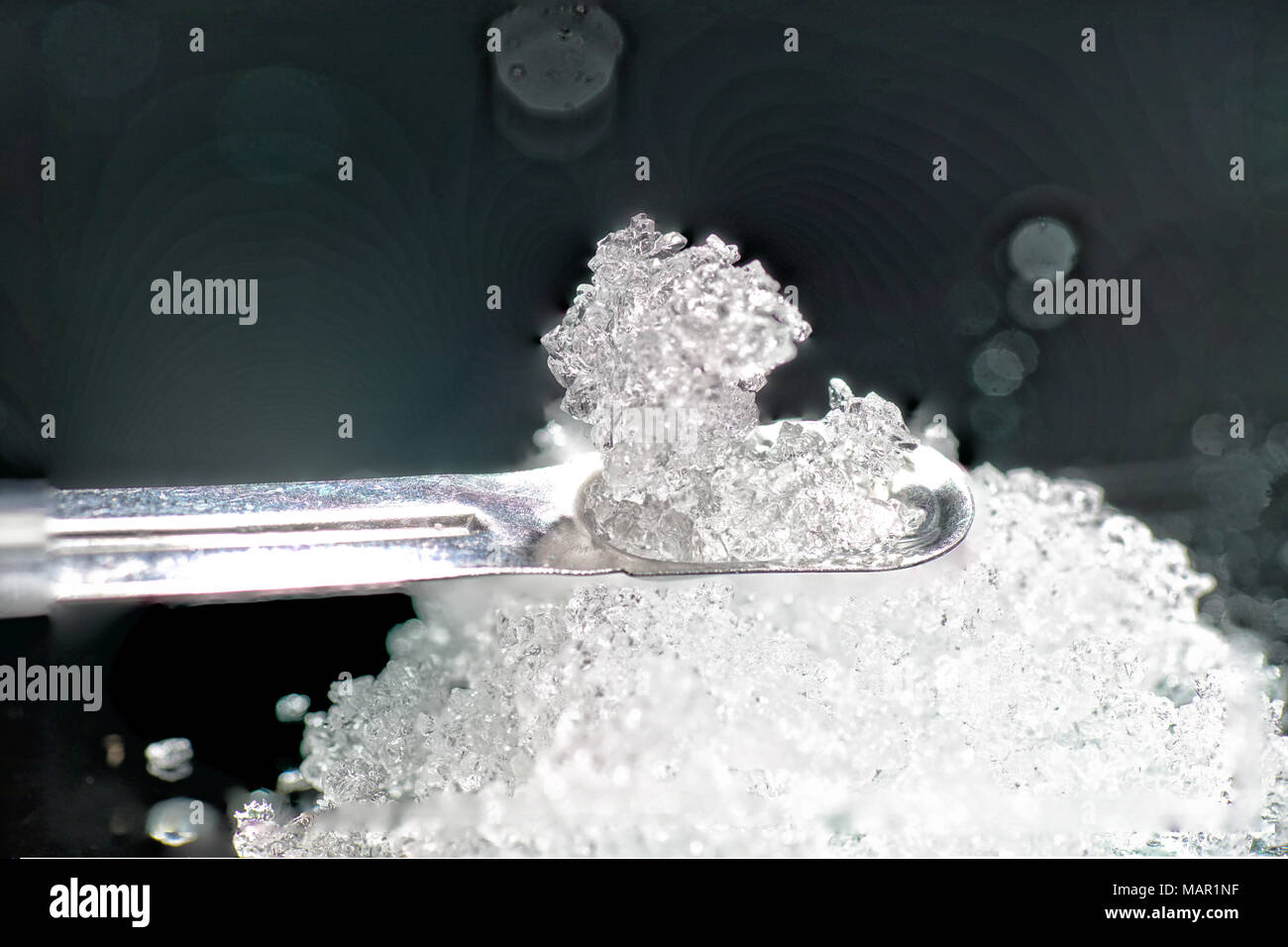 Chemical powder from the chemistry kit with macro lens photographed in ...