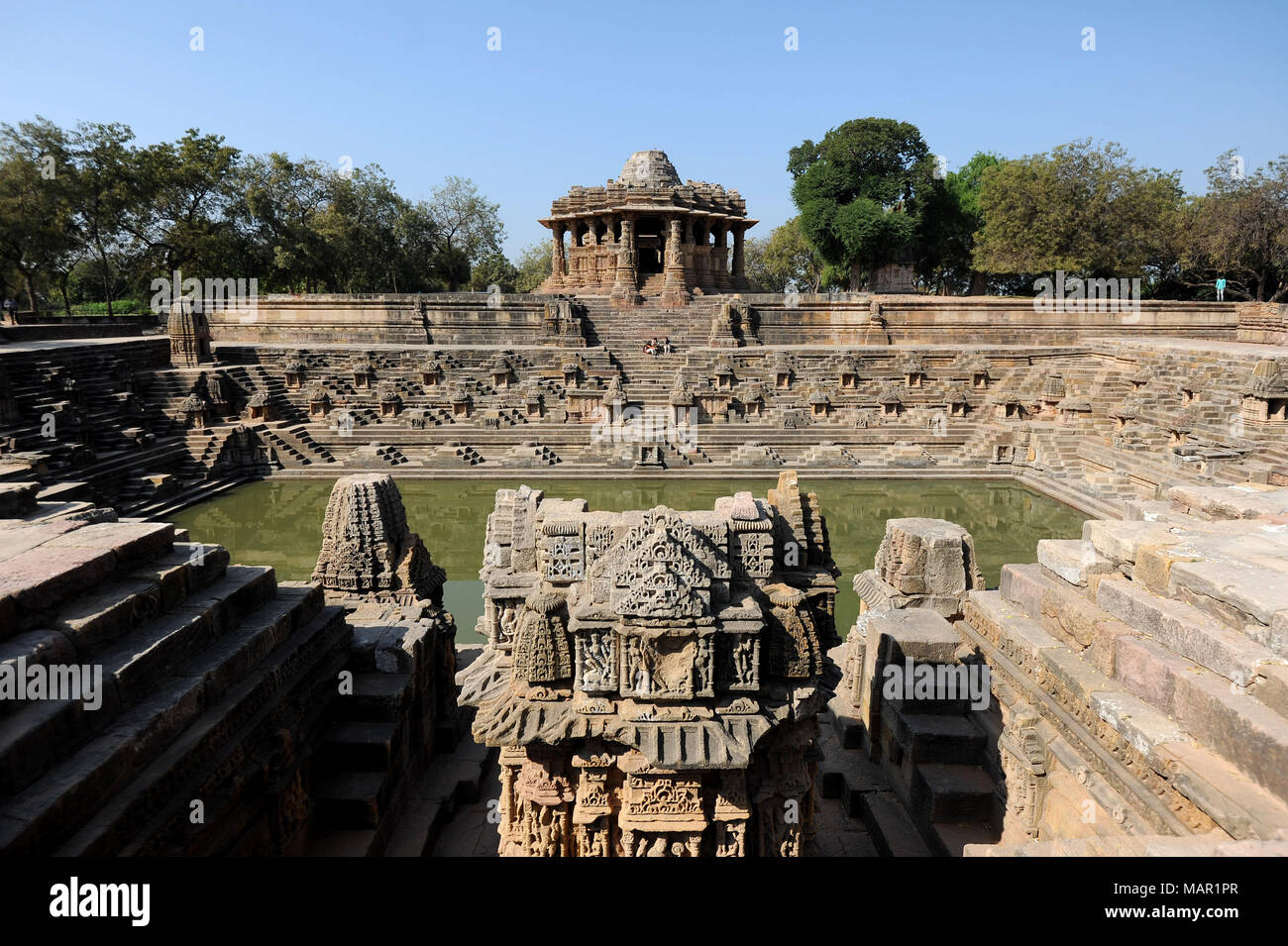 Modhera Sun Temple, built in 1026 to 1027, ornately carved in stone and ...