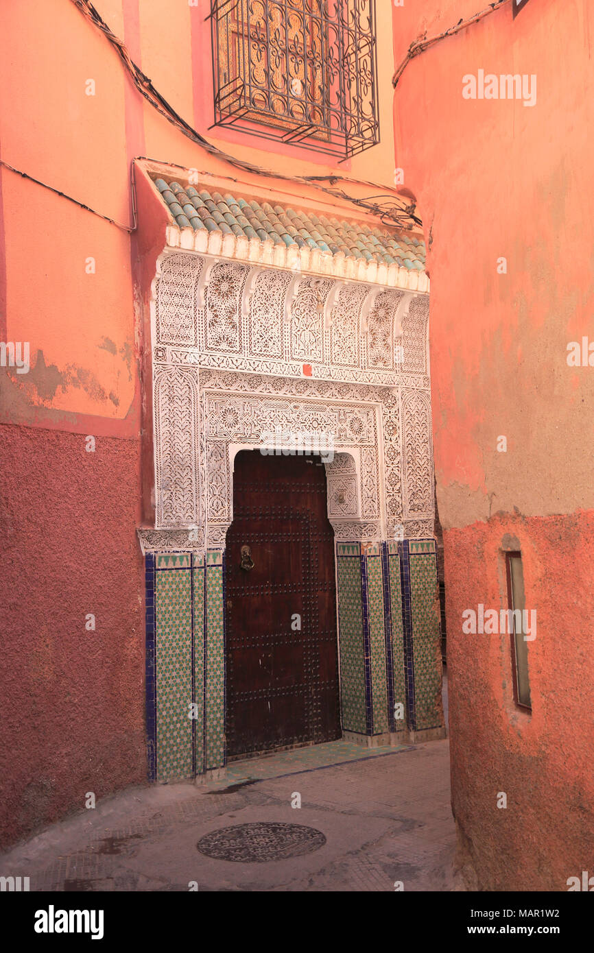 Ornate door, Old City, Medina, UNESCO World Heritage Site, Marrakesh ...