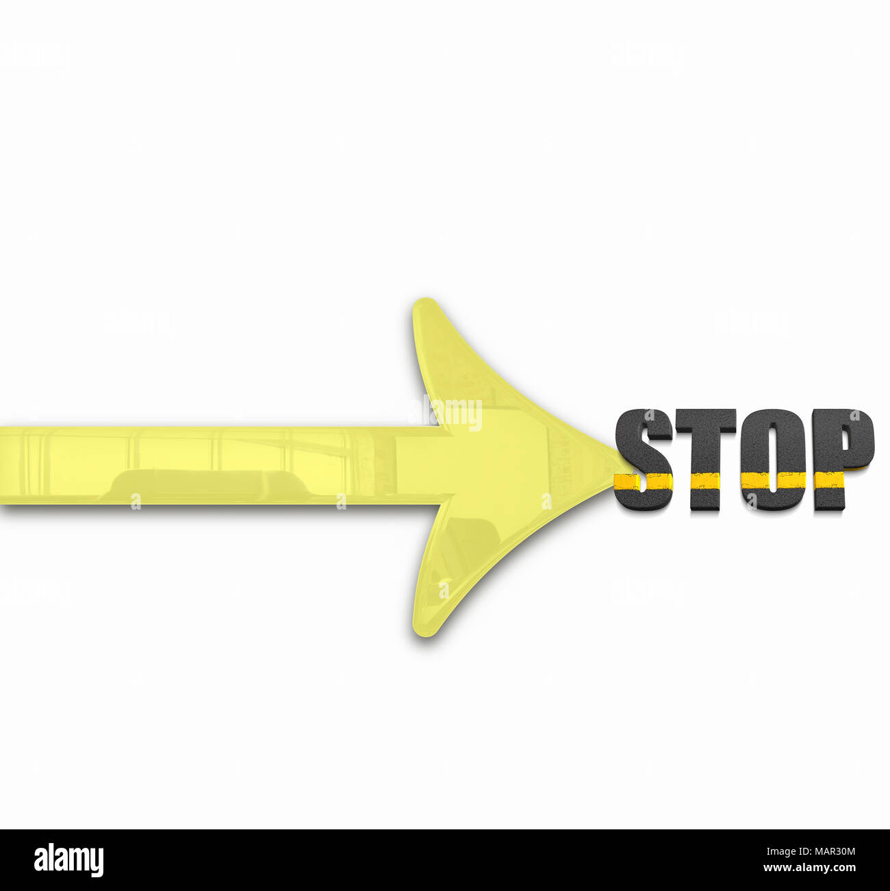 Arrow and stop sign on a white background. Illustration Stock Image ...