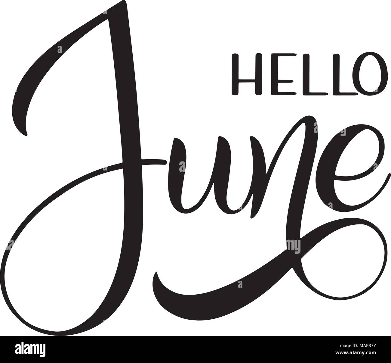 Hello June lettering. Elements for invitations, posters, greeting cards ...