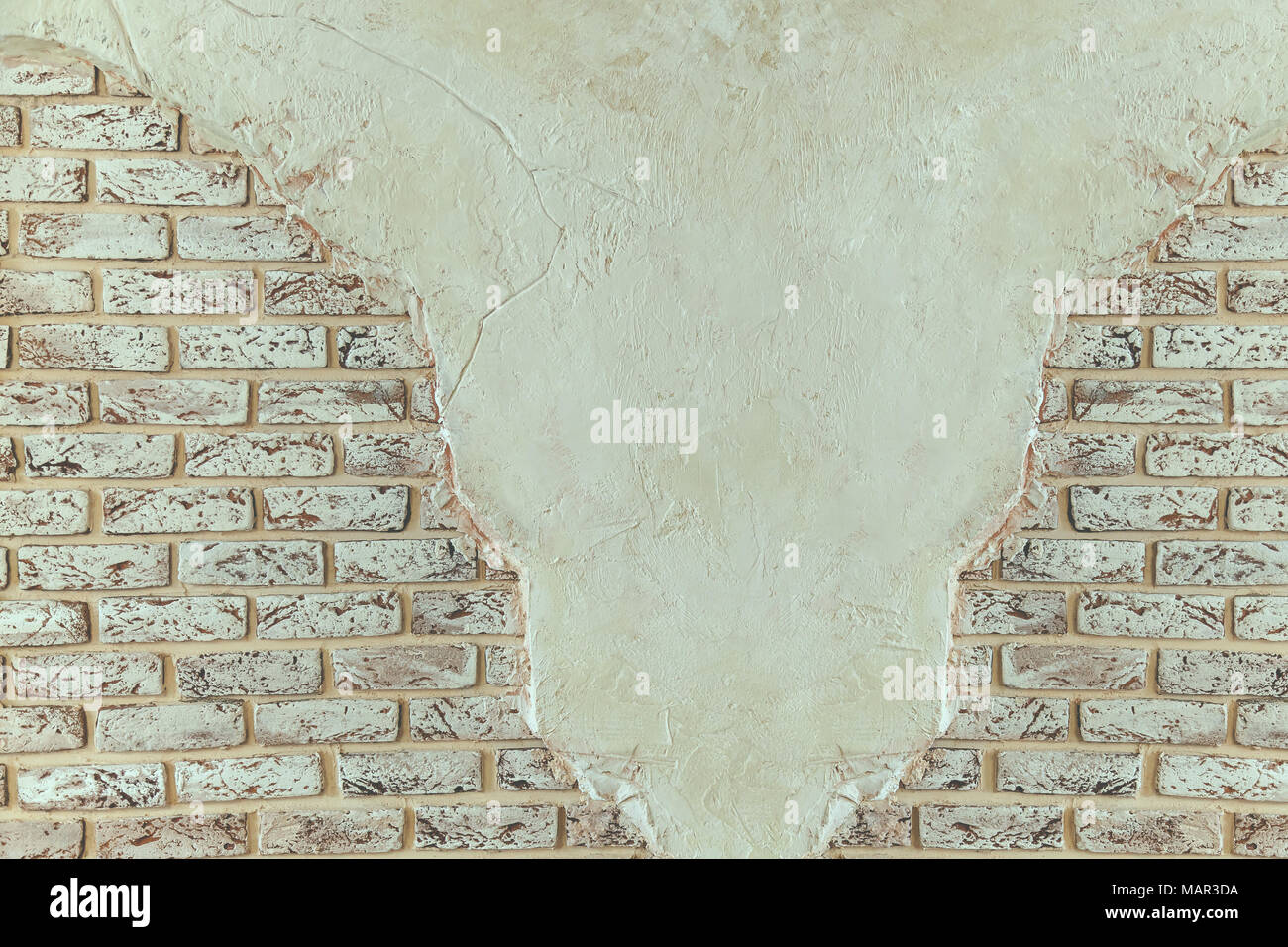 Old Vintage Red Brick Wall With Crashed White Plaster Texture ...