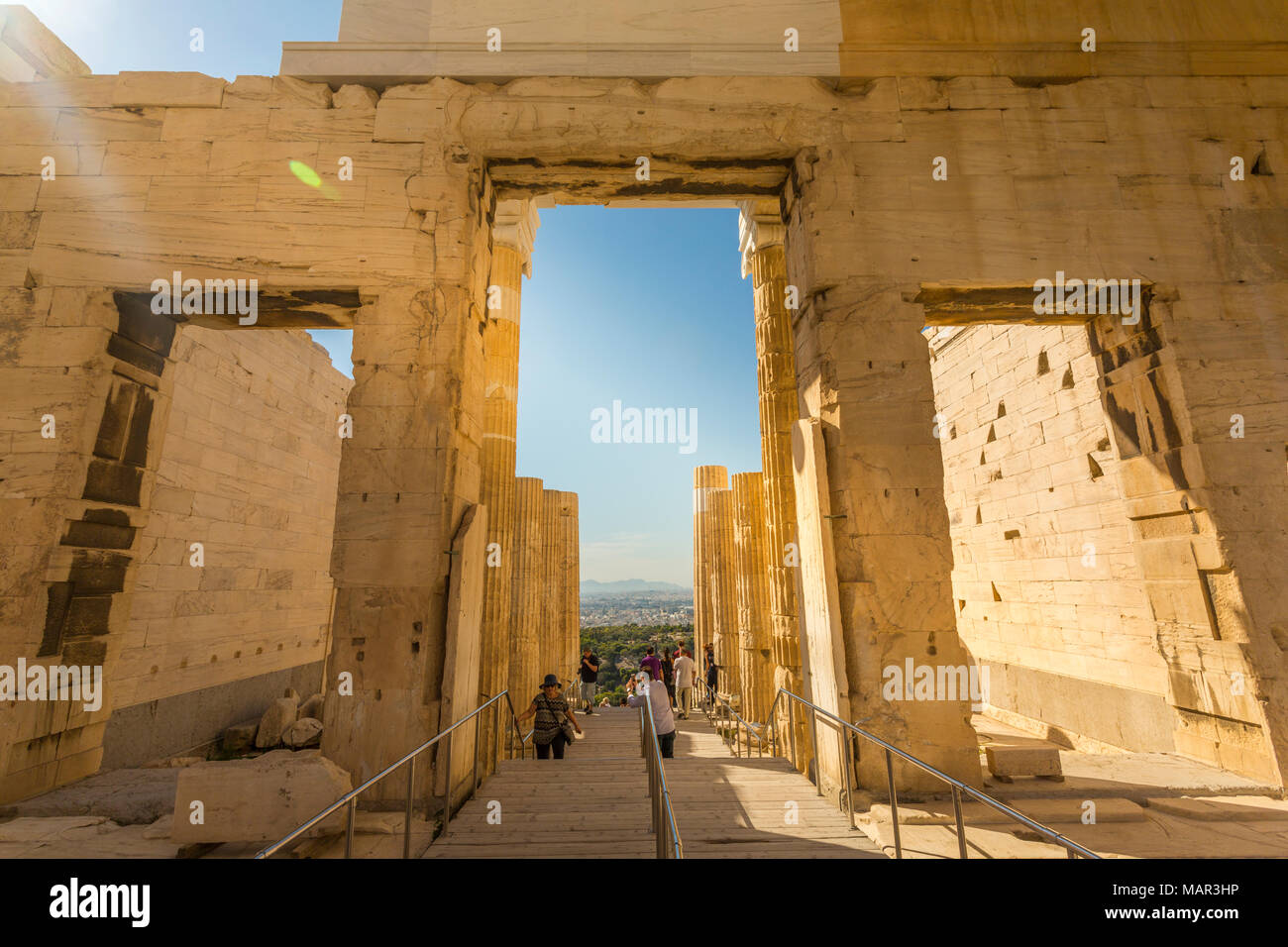 View of the Propylaea, the principal gateway to The Acropolis, UNESCO World Heritage Site ...
