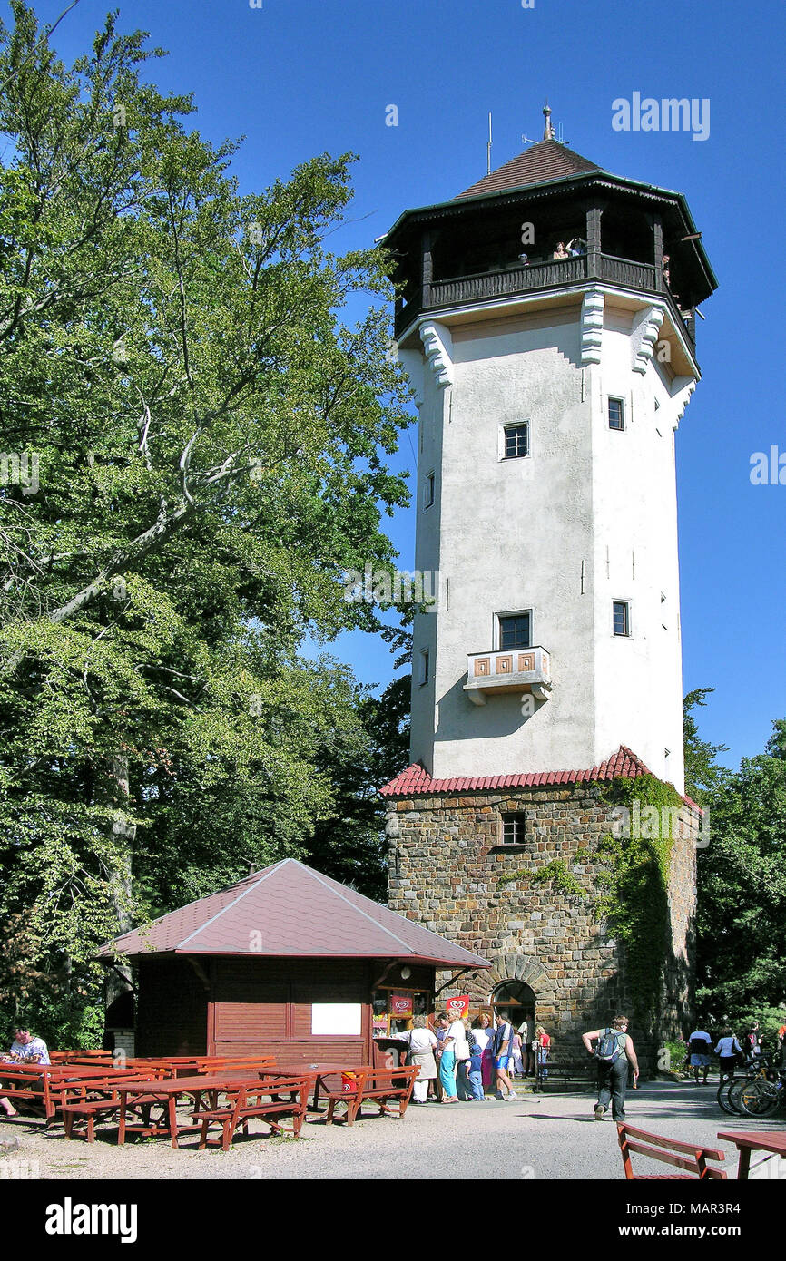 KARLOVY VARY, CZECH REPUBLIC - SEPT 6, 2014: Diana watchtower in spa ...