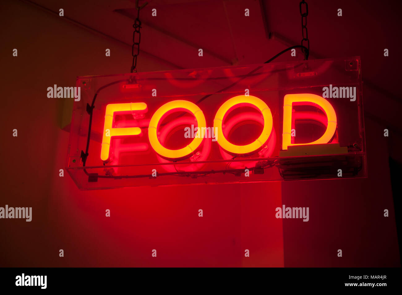 Neon Food Sign Stock Photo - Alamy