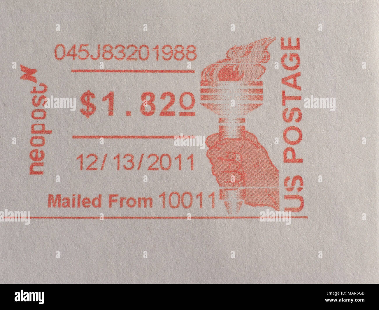 NEW YORK, USA - CIRCA FEBRUARY 2018: postage meter stamp cancellation ...