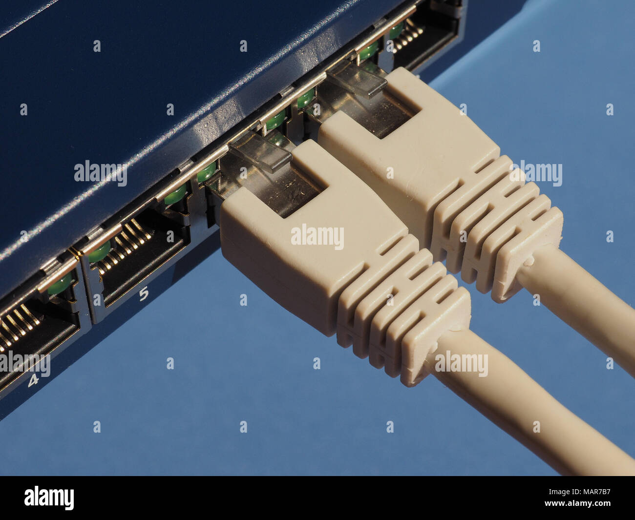 Modem router switch with ports for RJ45 plug in LAN local area network ...