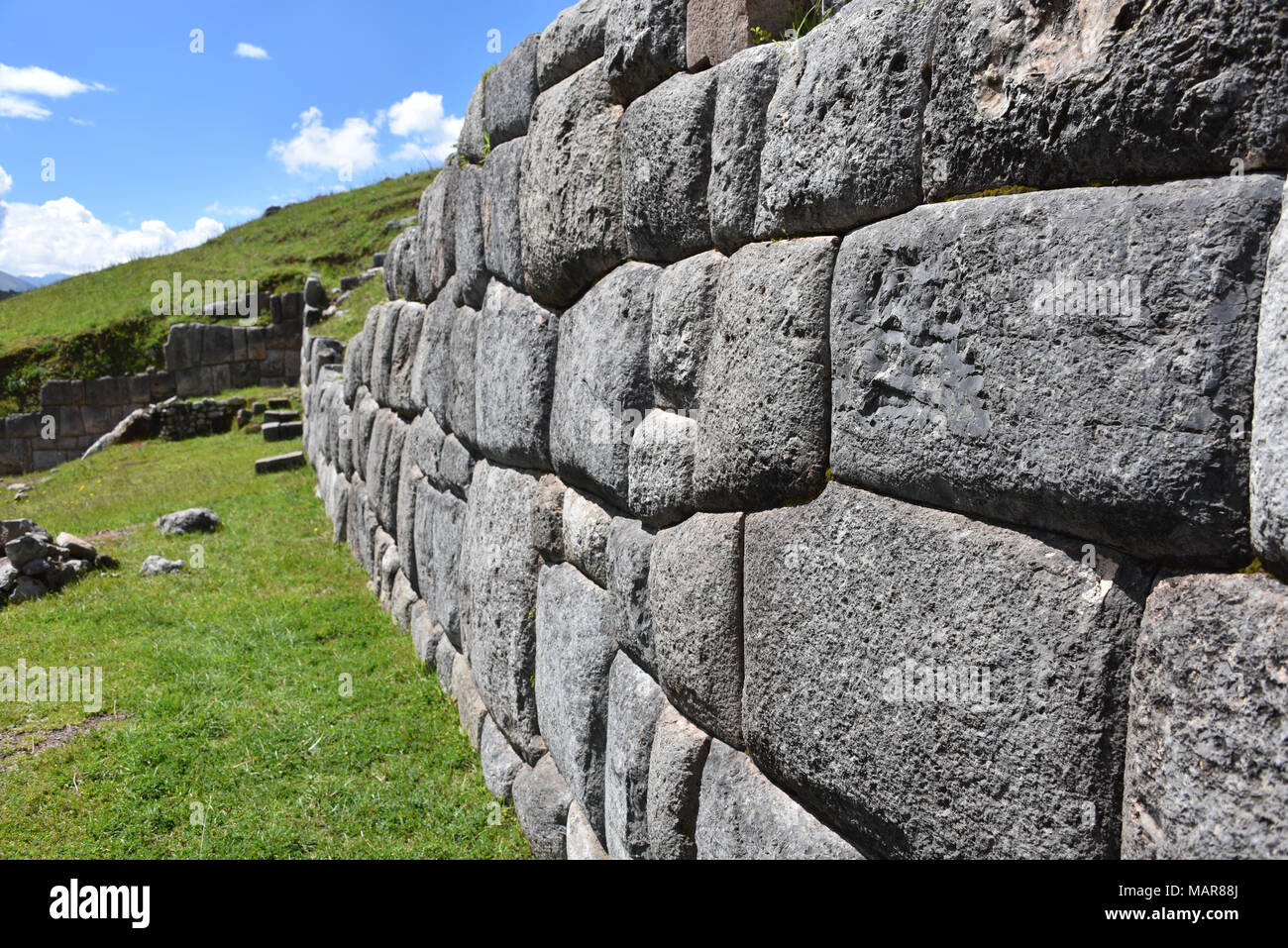 Inca stone walls at the Sacsayhuaman archaeological site, Cusco (Cuzco ...