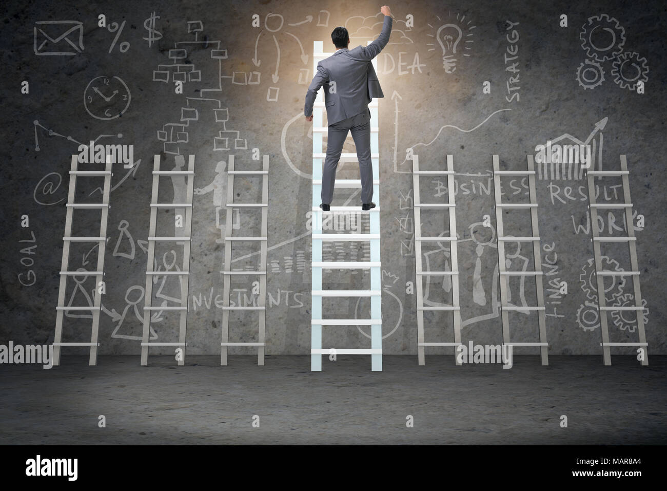 Career progression concept with various ladders Stock Photo - Alamy