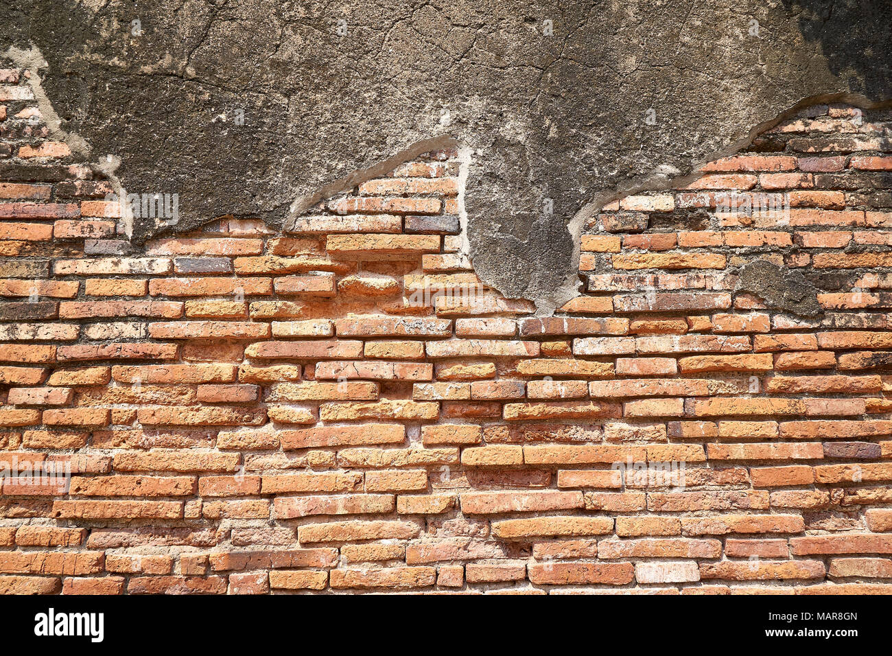 The old temple wall is made of orange brick, back ground Stock Photo ...