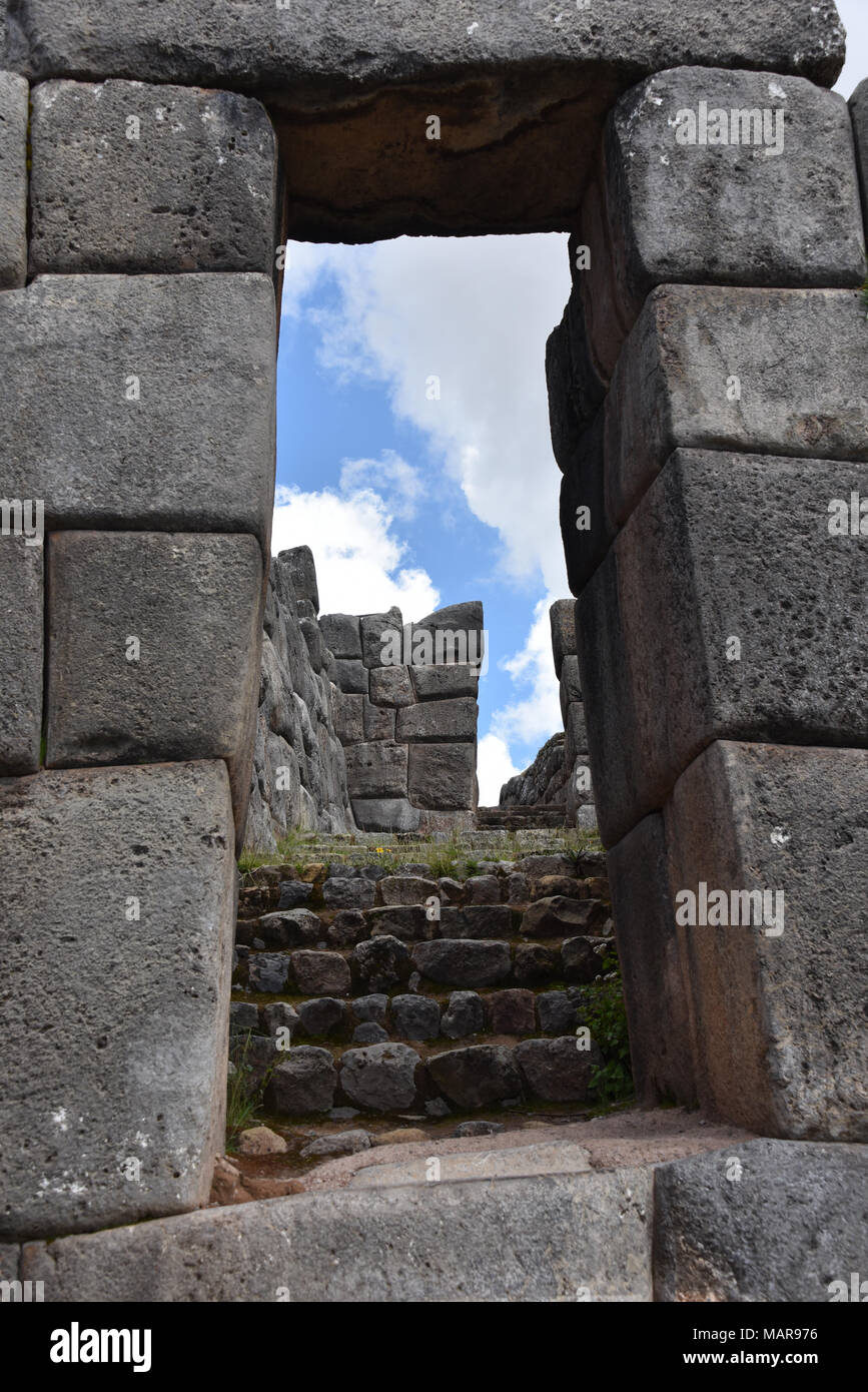 Inca stone walls at the Sacsayhuaman archaeological site, Cusco (Cuzco ...