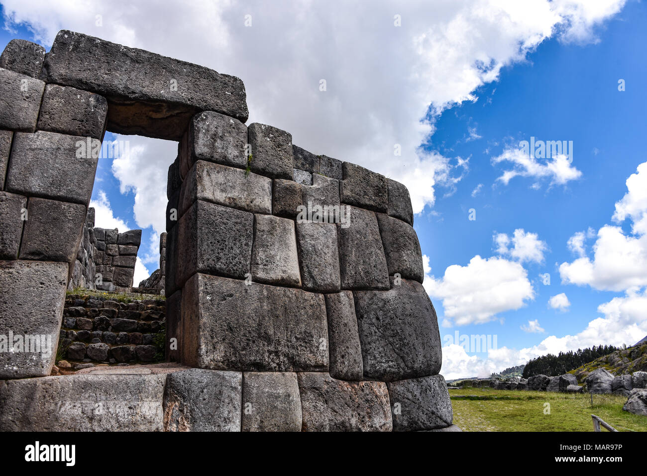 Inca stone walls at the Sacsayhuaman archaeological site, Cusco (Cuzco ...