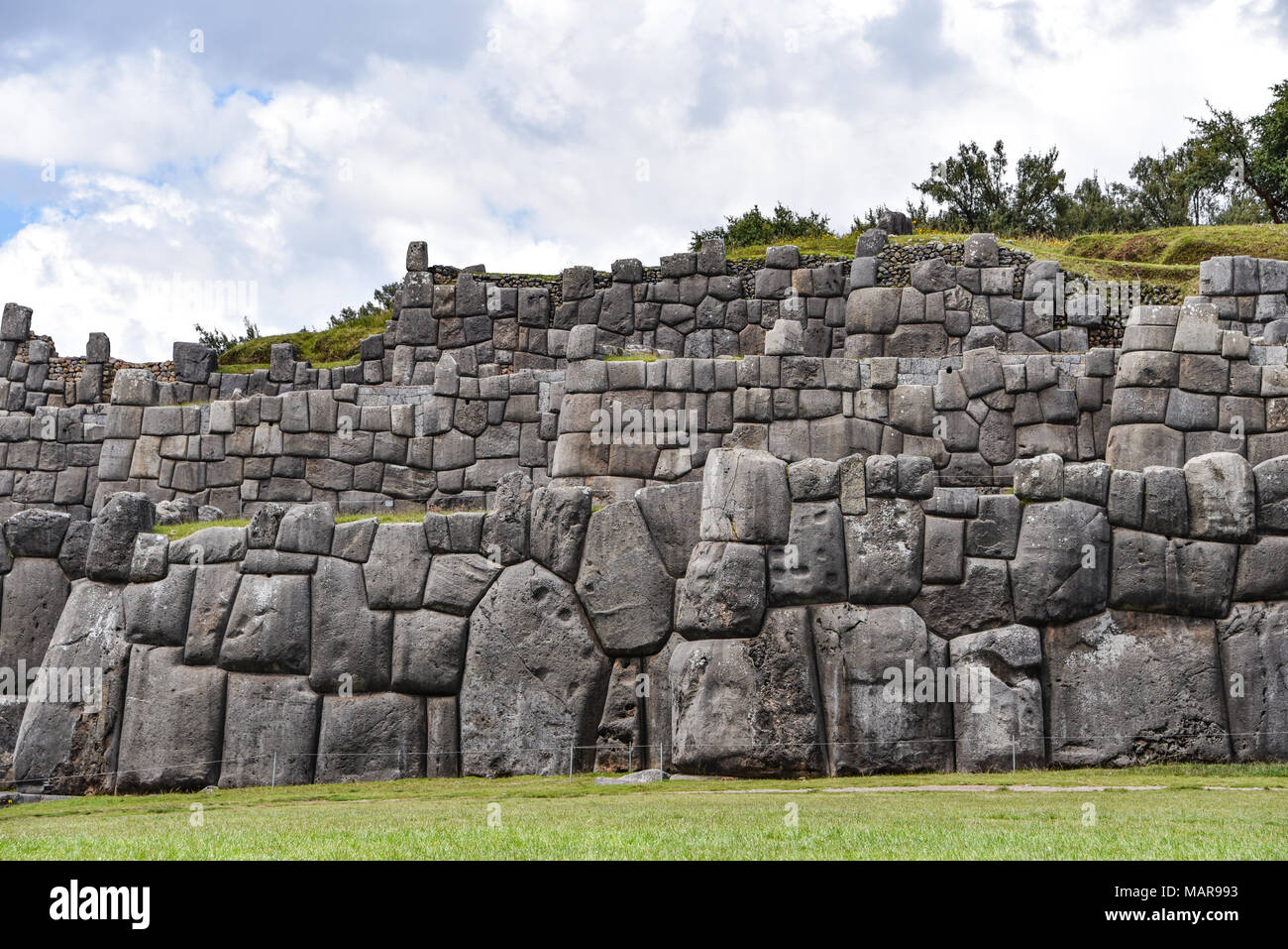 Inca stone walls at the Sacsayhuaman archaeological site, Cusco (Cuzco ...