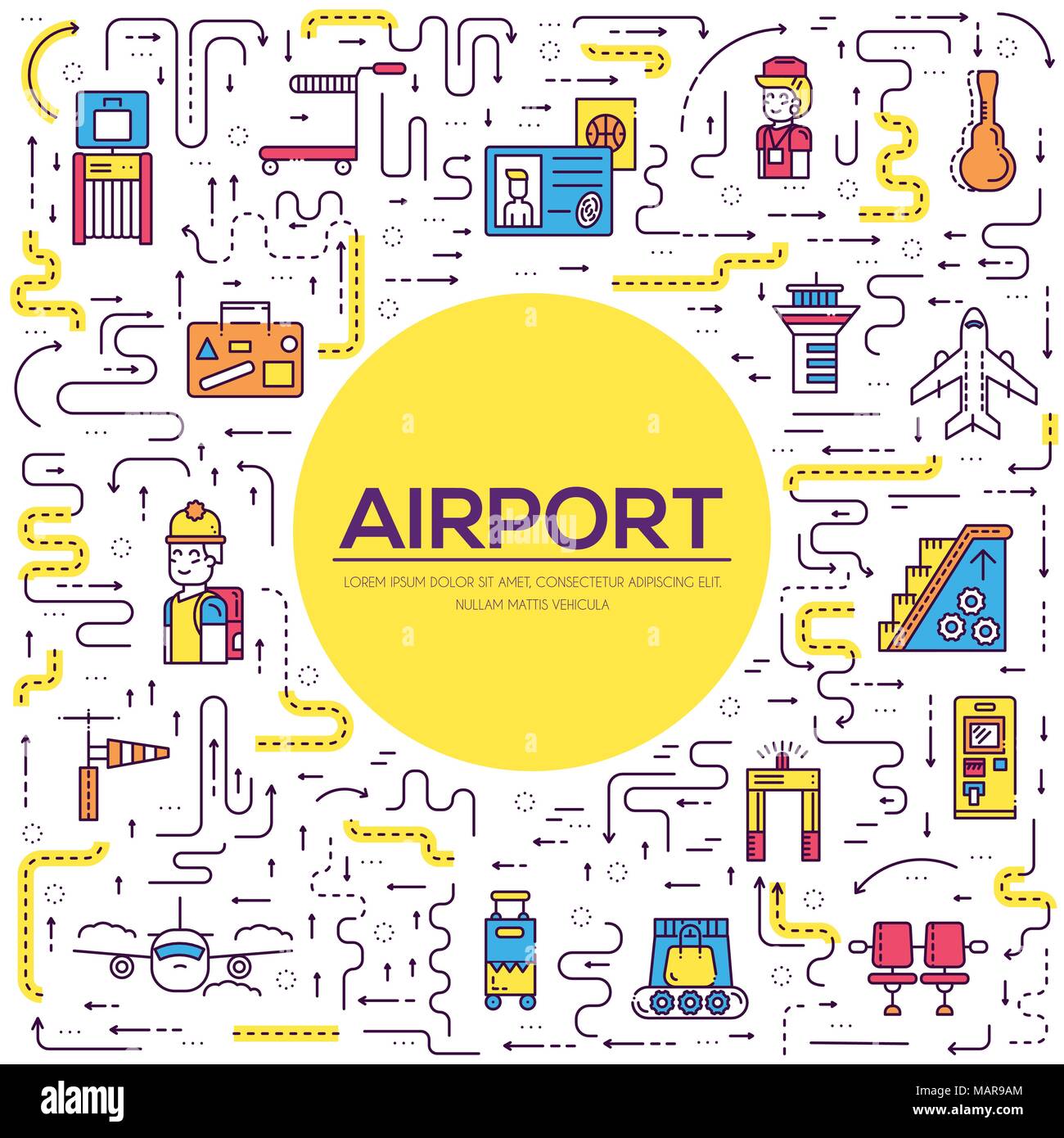 Staff working and registering people and luggage in the airport design ...