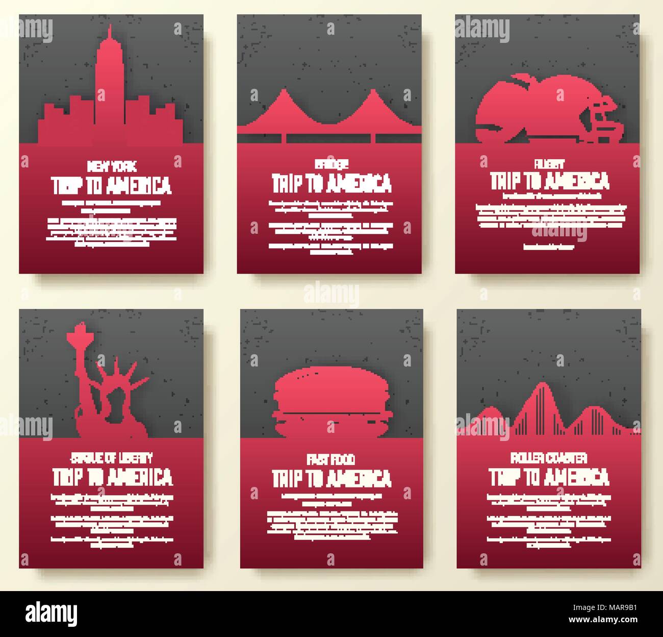 Set of USA country ornament illustration concept. Art traditional ...