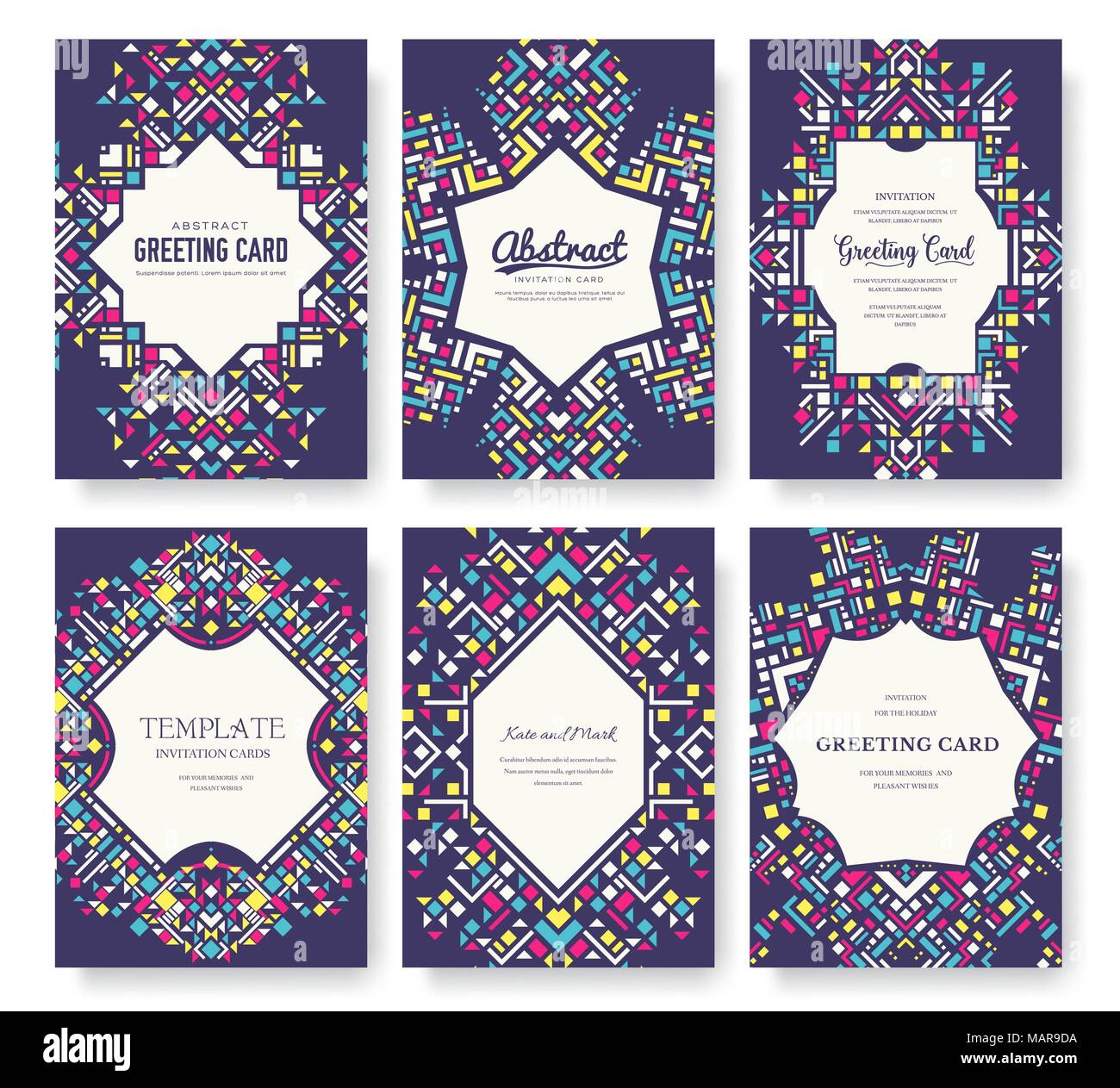 geometric abstract vector brochure cards set. ethnic style template of ...