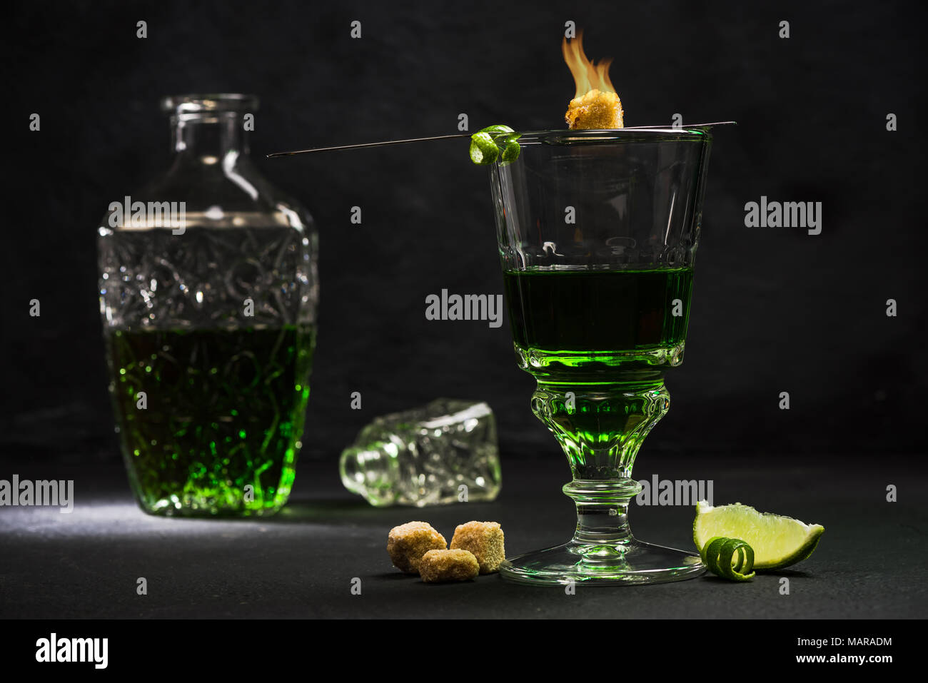 Traditional set for drinking Absinthe Stock Photo - Alamy