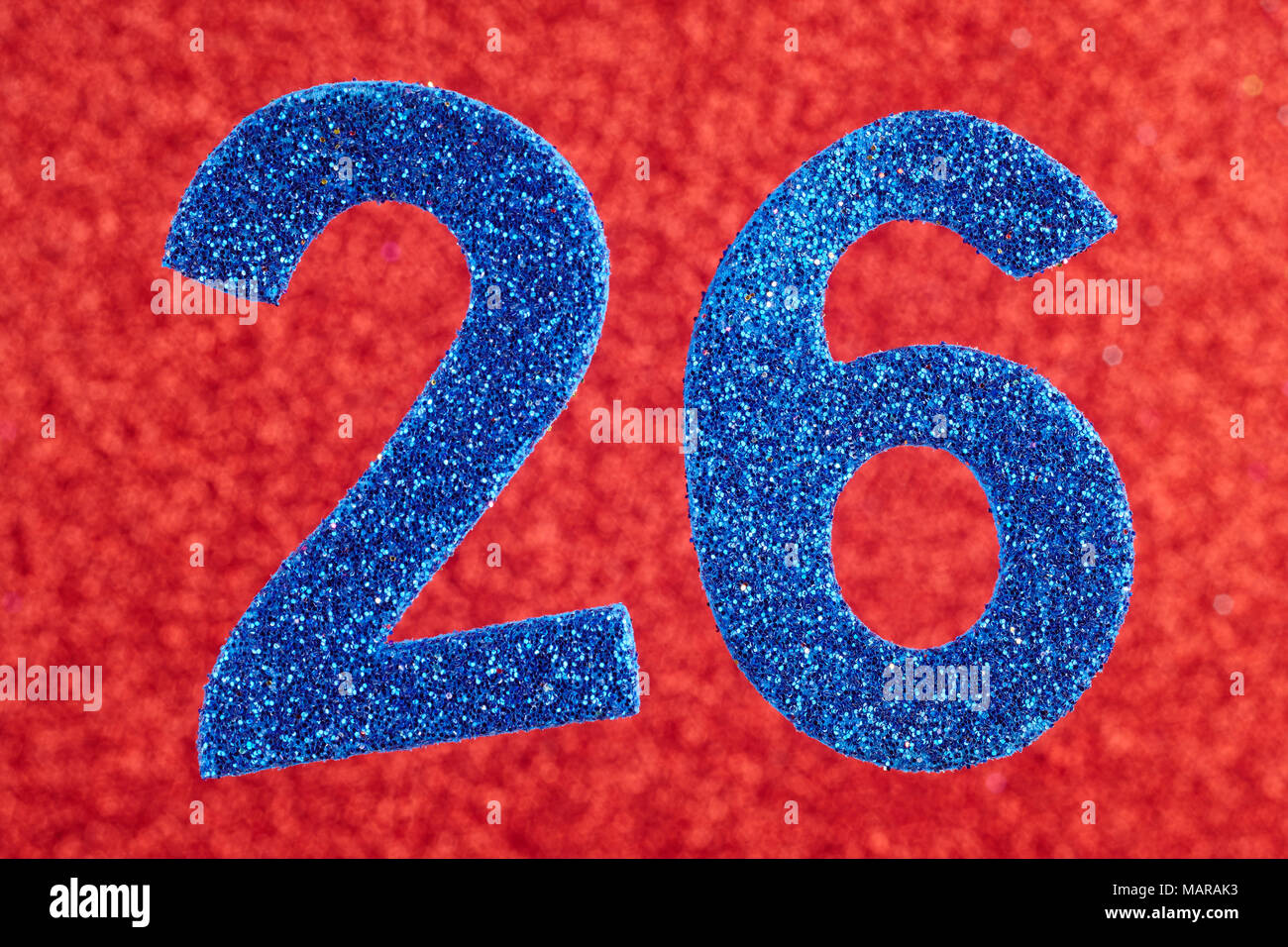Number twenty-six blue color over a red background. Anniversary ...
