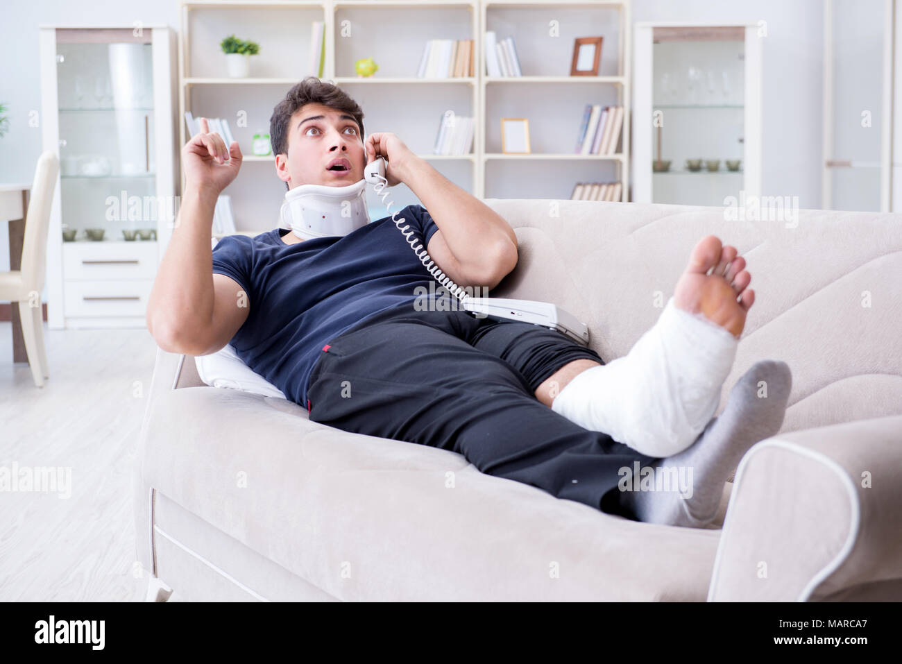 Man injured in car crash recovering at home from whiplash injury and ...