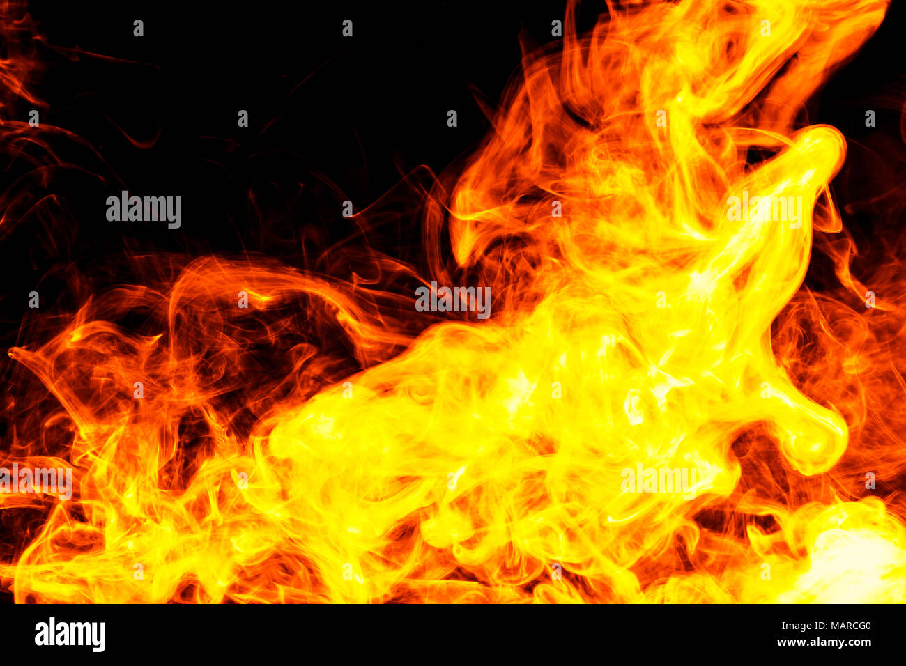 Fire flames background. Dense fiery smoke on a black isolated ...