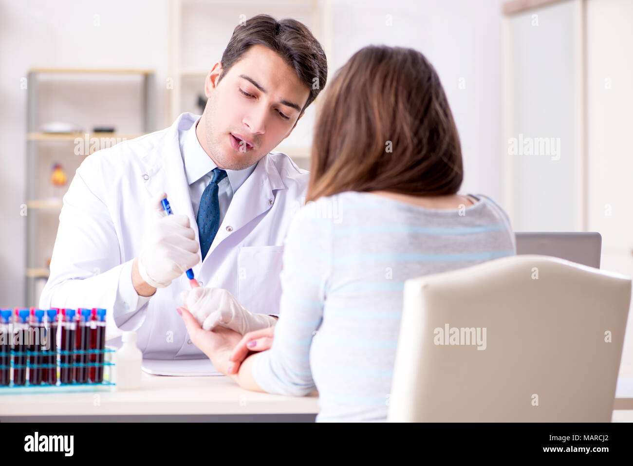 Patient during blood test sampling procedure taken for analysis Stock ...