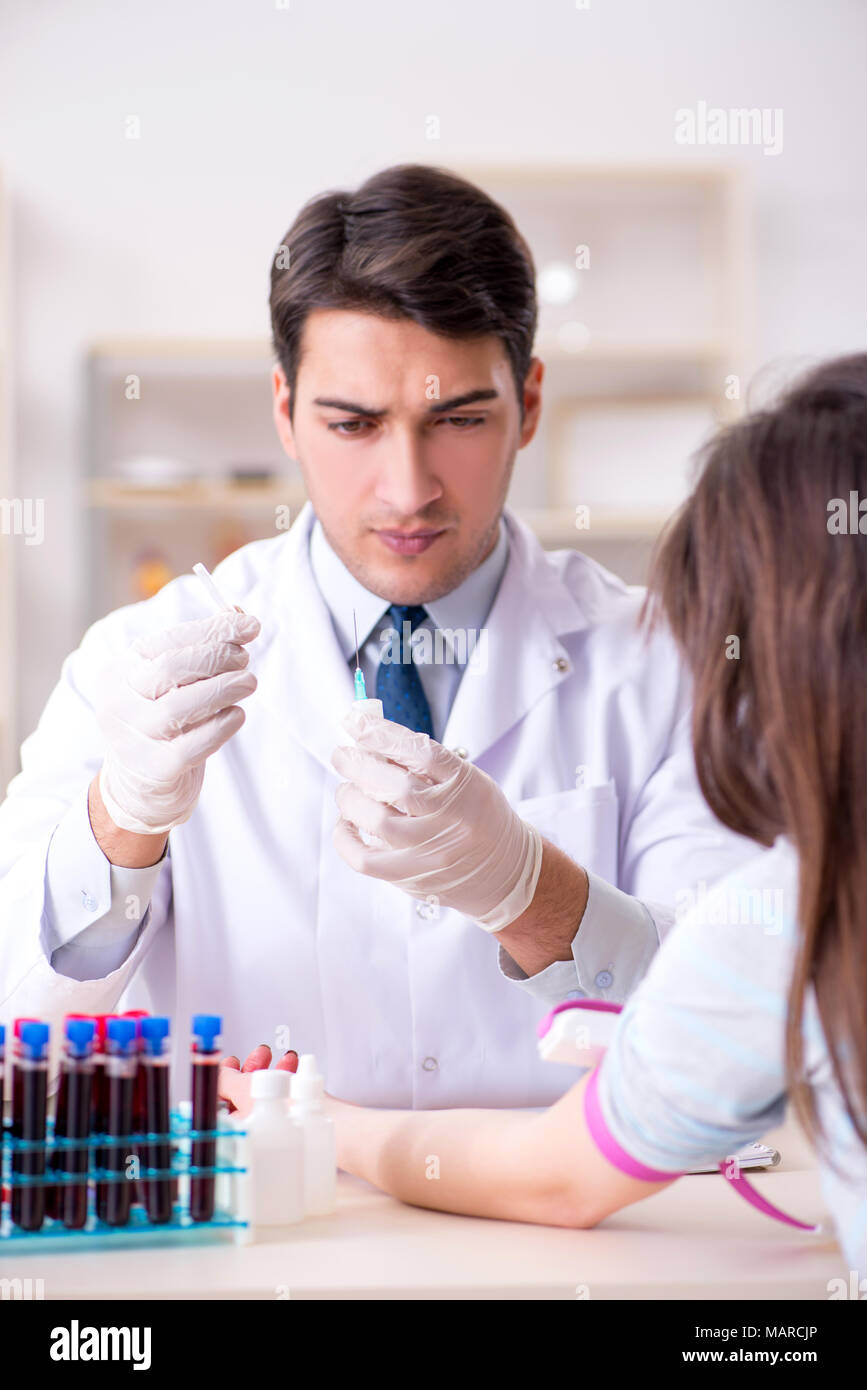 Patient during blood test sampling procedure taken for analysis Stock ...