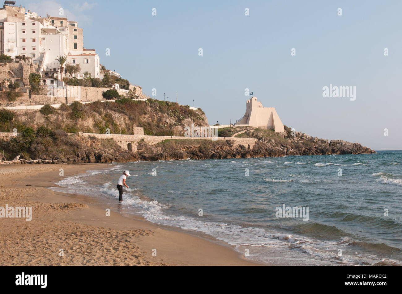 A view of the village of Sperlonga, Italy. Sperlonga is a coastal town ...