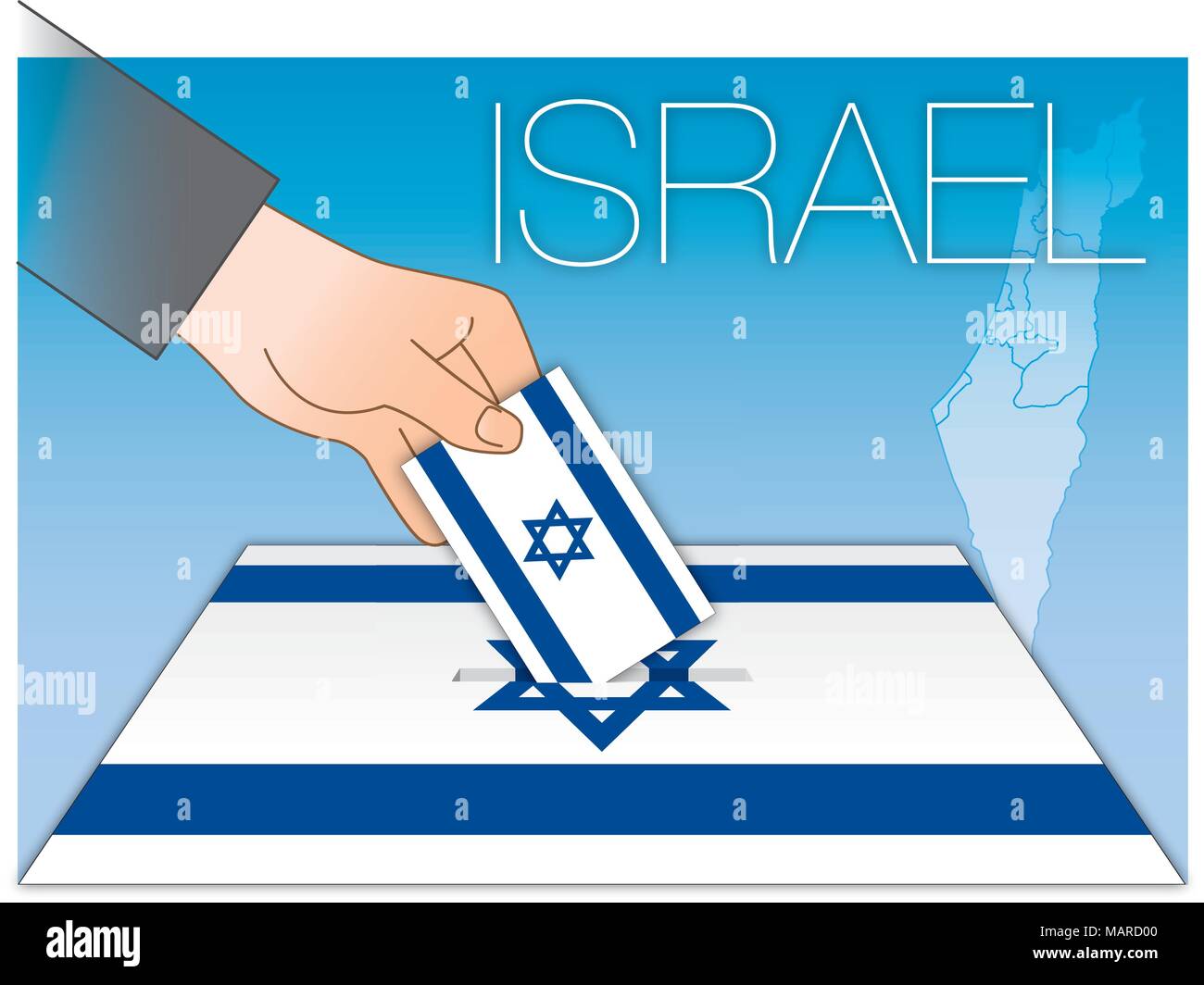 Israel elections, voting ballot box with flag and symbols Stock Vector ...