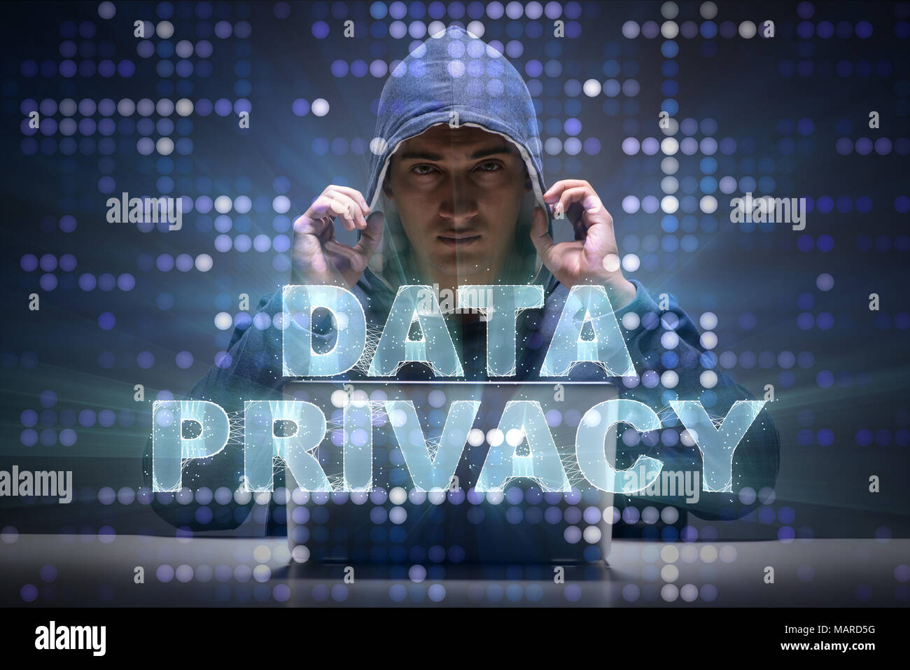 Data privacy concept with hacker stealing personal information Stock ...