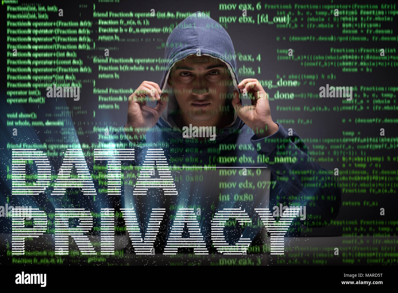 Data privacy concept with hacker stealing personal information Stock ...
