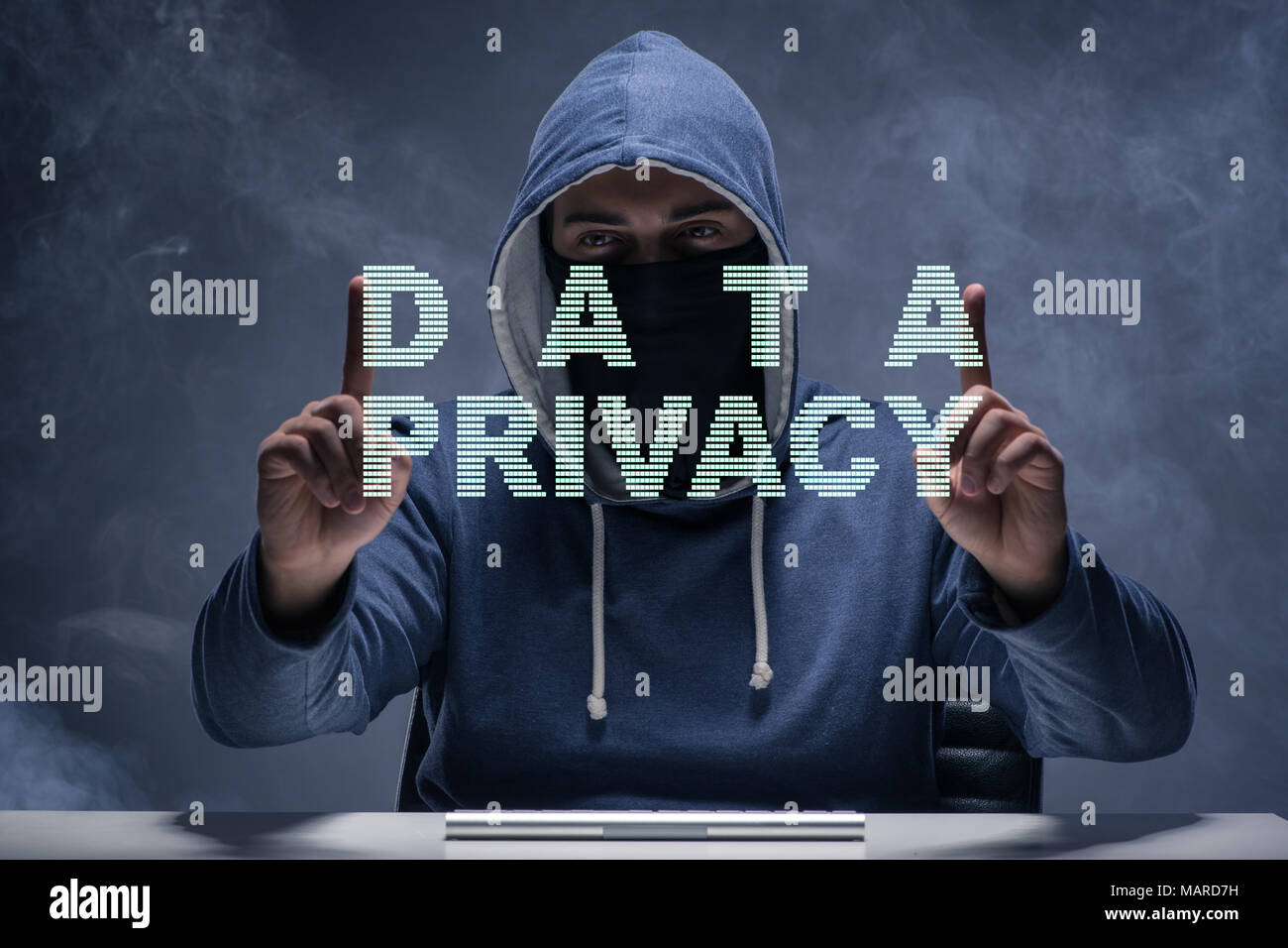Data privacy concept with hacker stealing personal information Stock ...