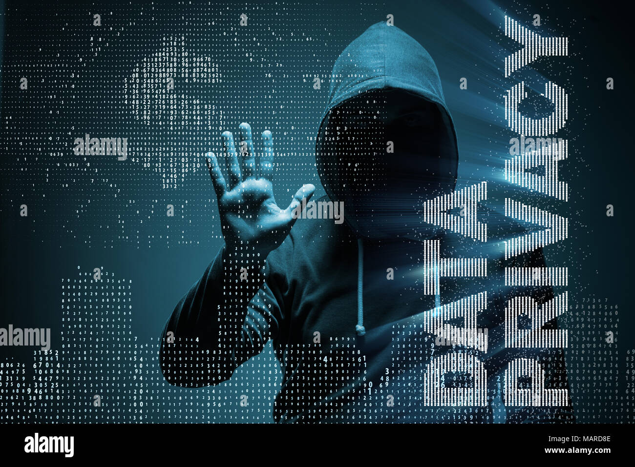 Data Privacy Concept With Hacker Stealing Personal Information Stock