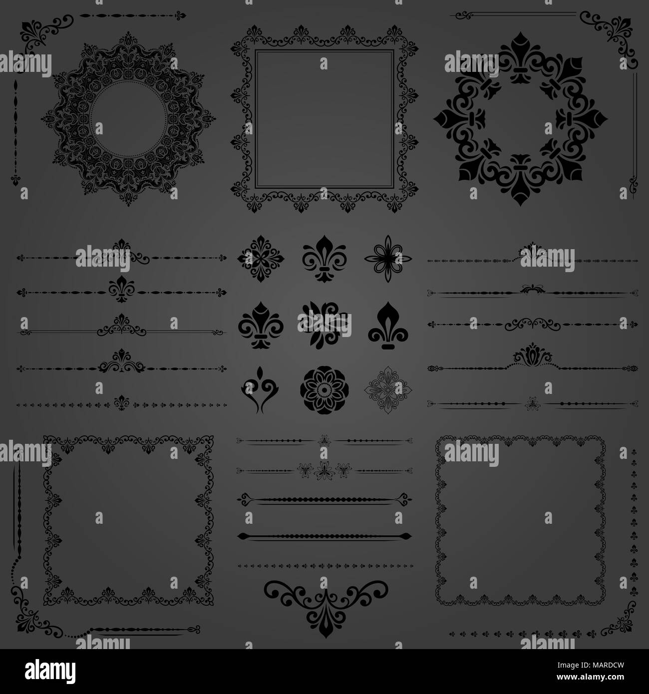Vintage Set of Horizontal, Square and Round Elements Stock Photo - Alamy