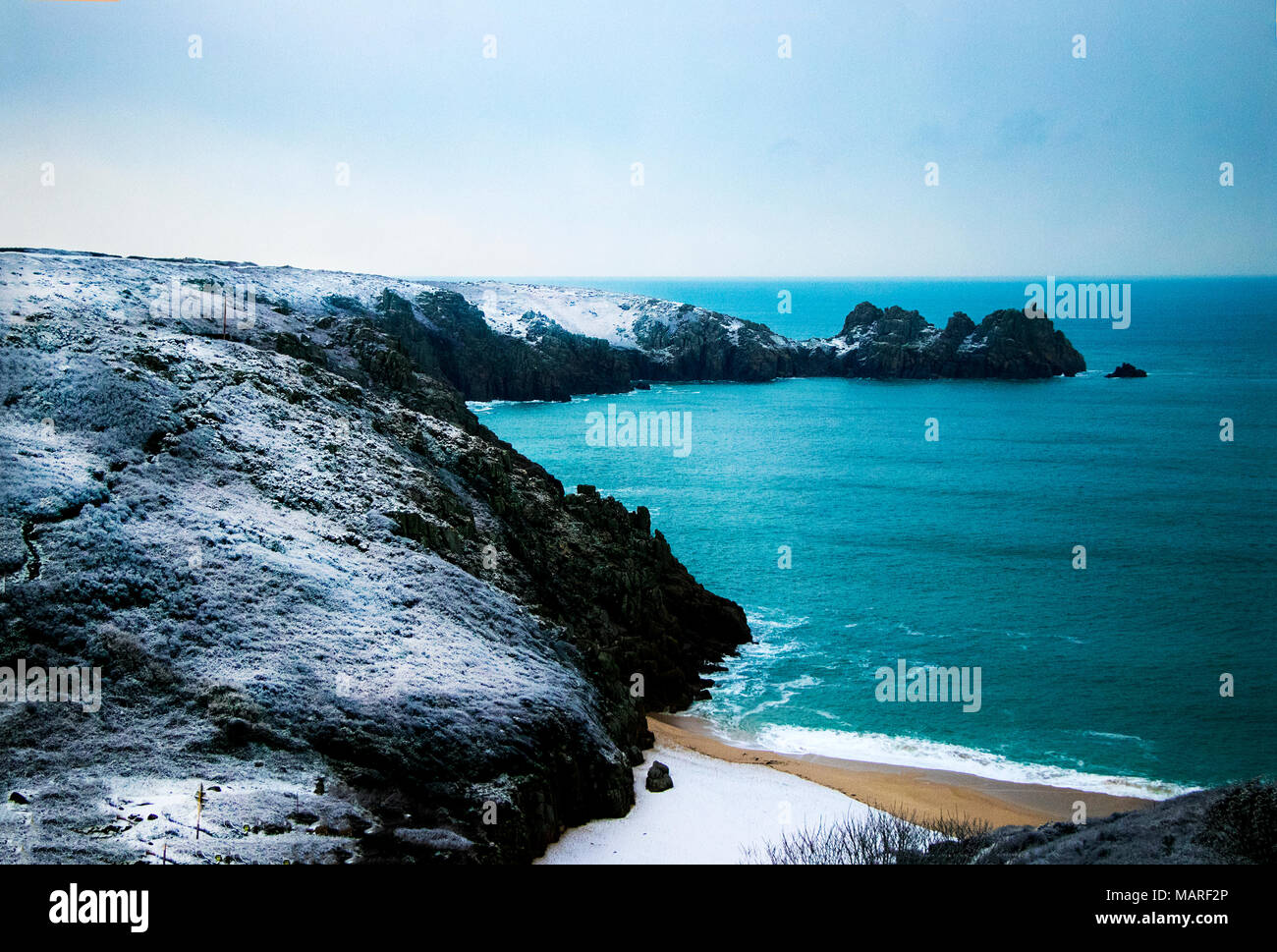 The beautiful sandy beaches in cornwall england hi-res stock ...