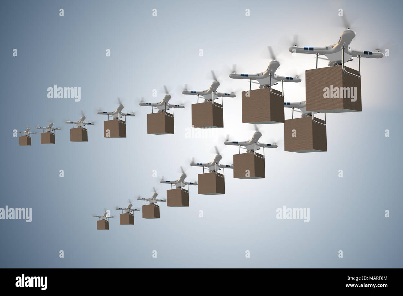 Drones in package delivery concept Stock Photo - Alamy