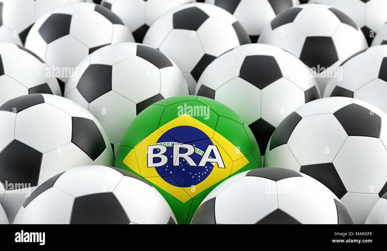 Soccer ball in brazils national colors - 3D Rendering Stock Photo - Alamy