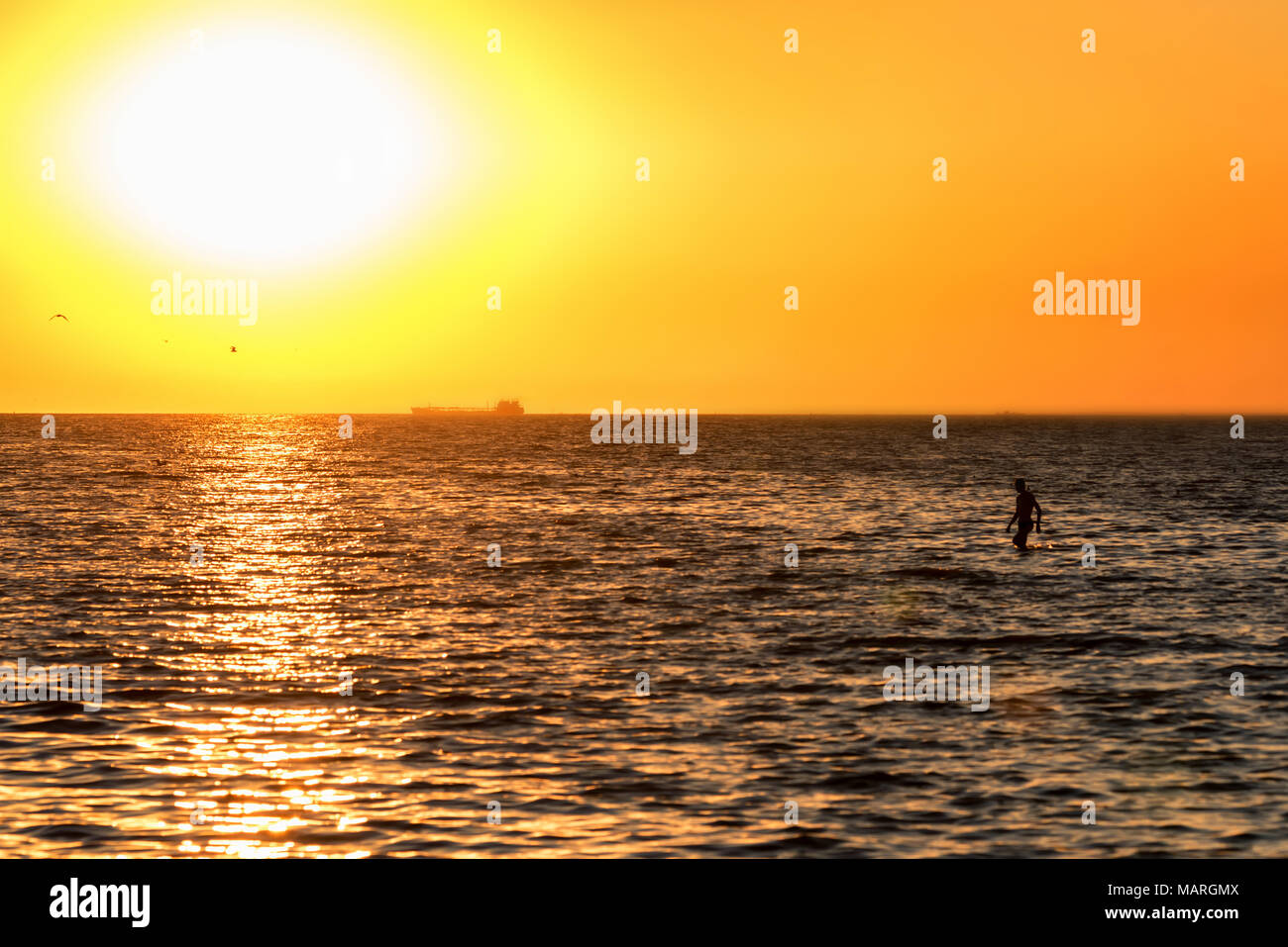 Beautiful sea landscape of man in Sea of Azov Stock Photo - Alamy