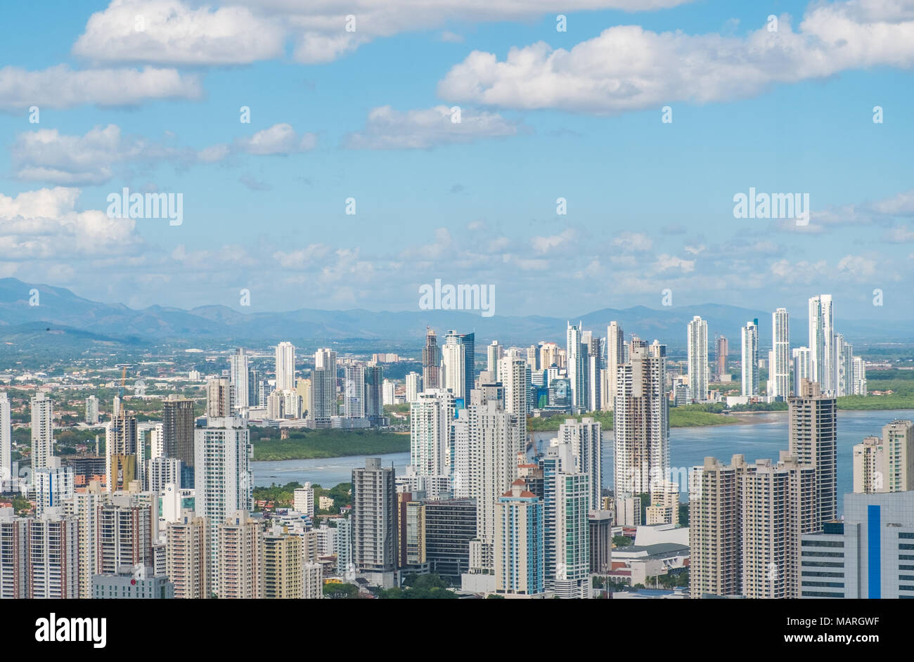 skyscraper buildings aerial - modern cityscape skyline of Panama City ...