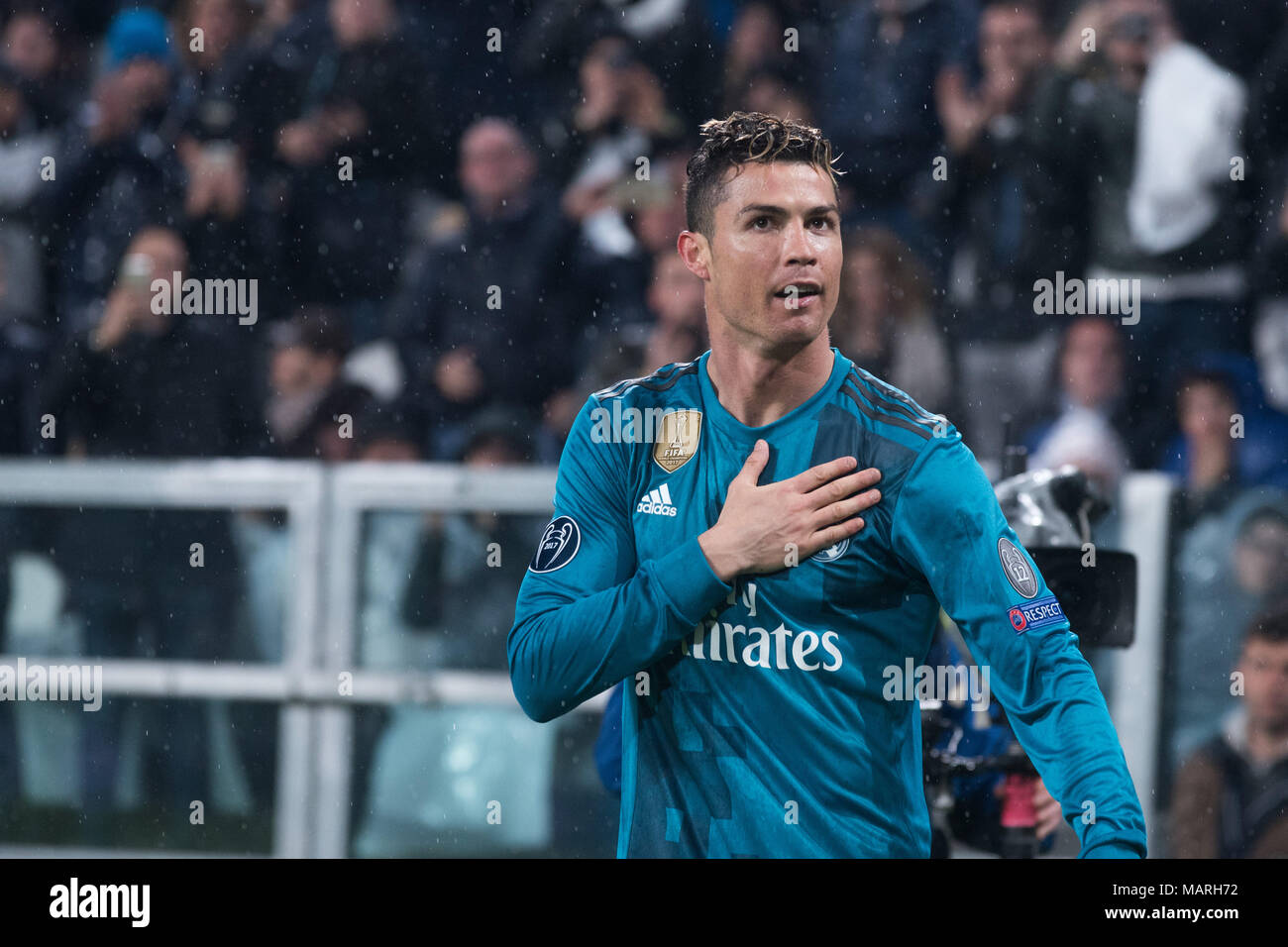 Cristiano Ronaldo During The Champions League Match Juventus Fc Vs Real