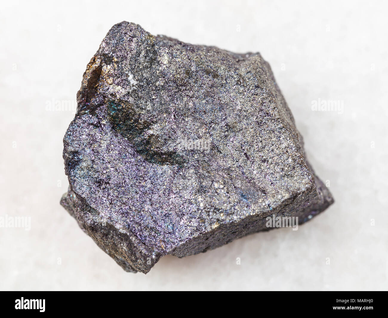 macro shooting of natural mineral rock specimen - raw bornite stone on ...