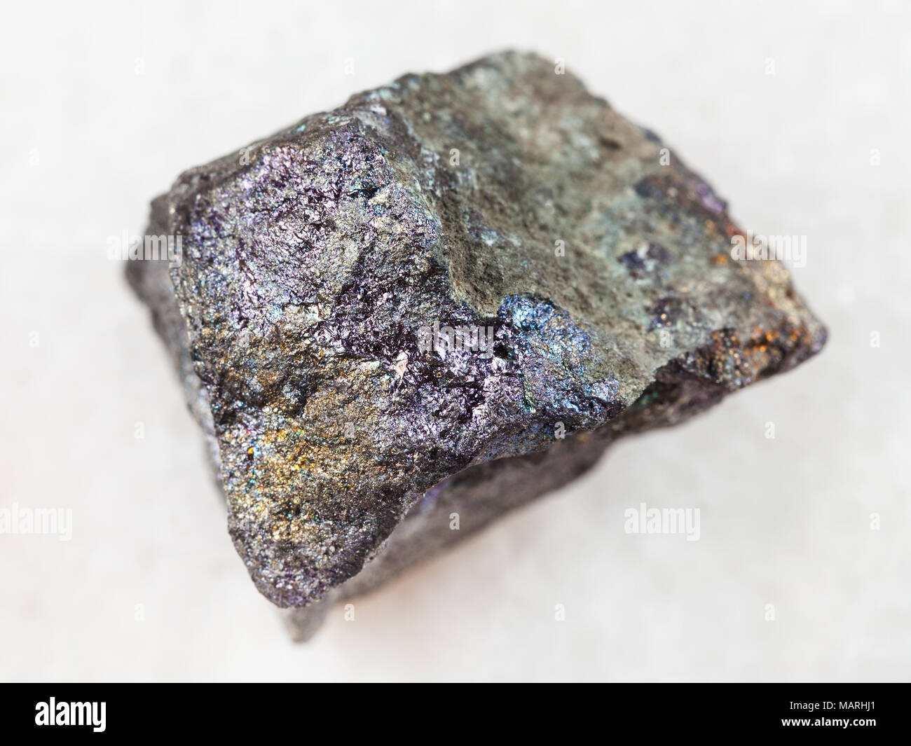 macro shooting of natural mineral rock specimen - piece of bornite ...