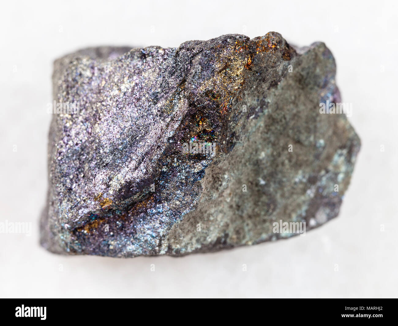 macro shooting of natural mineral rock specimen - rough bornite stone ...