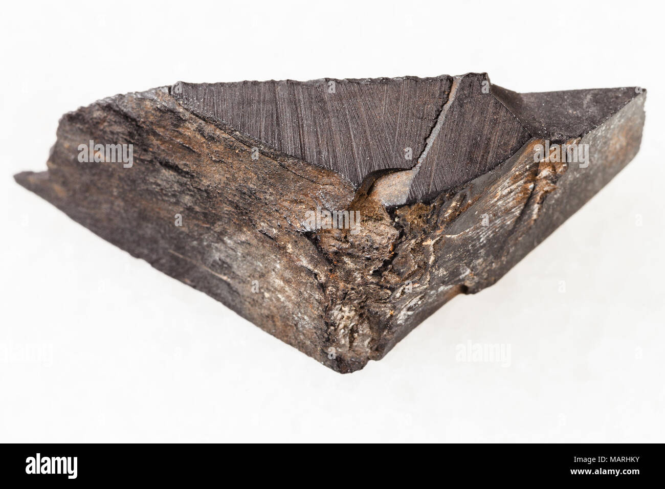 macro shooting of natural mineral rock specimen - rough Gagate (Jet ...