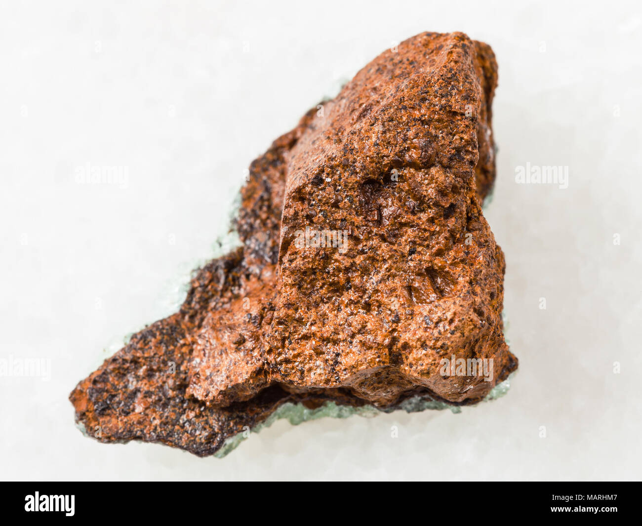 macro shooting of natural mineral rock specimen - rough bog iron ore ...
